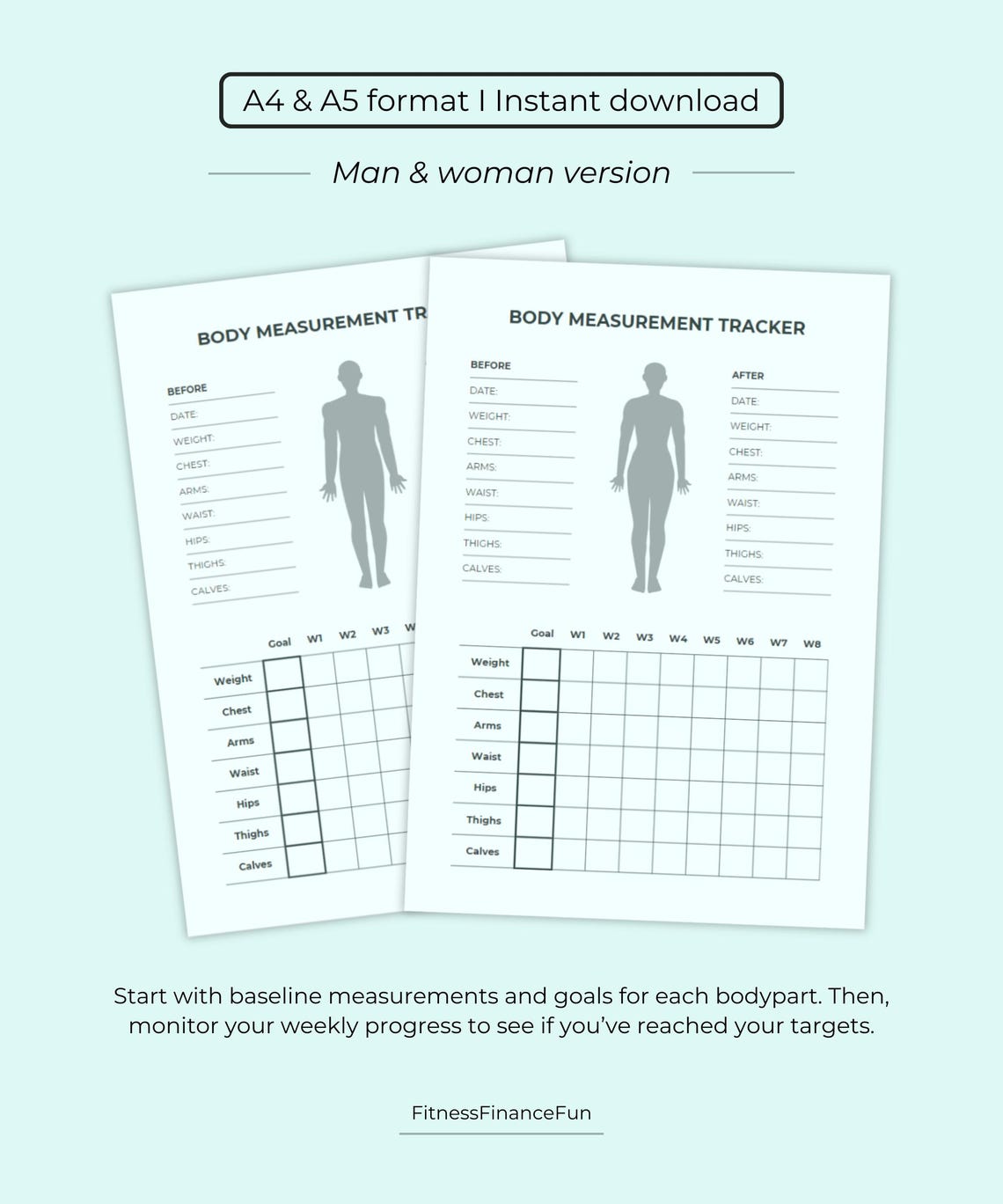 Body Measurements Tracker I Training Progress I Weight Loss I Muscle ...