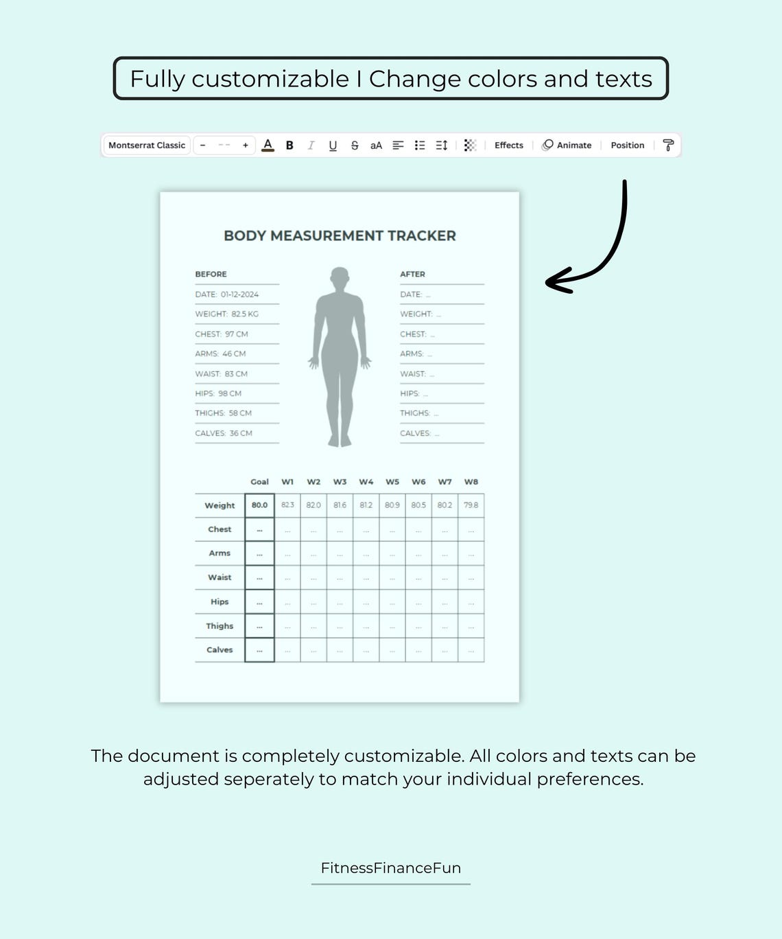 Body Measurements Tracker I Training Progress I Weight Loss I Muscle ...
