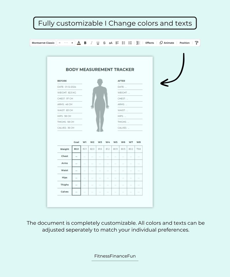 Body Measurements Tracker I Training Progress I Weight Loss I Muscle ...