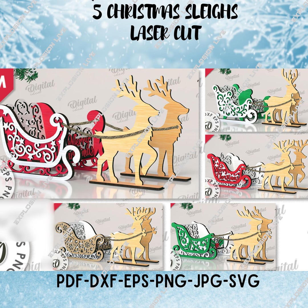 Christmas Sleighs Christmas Sleigh Laser Cut File Santa Sleigh Design ...