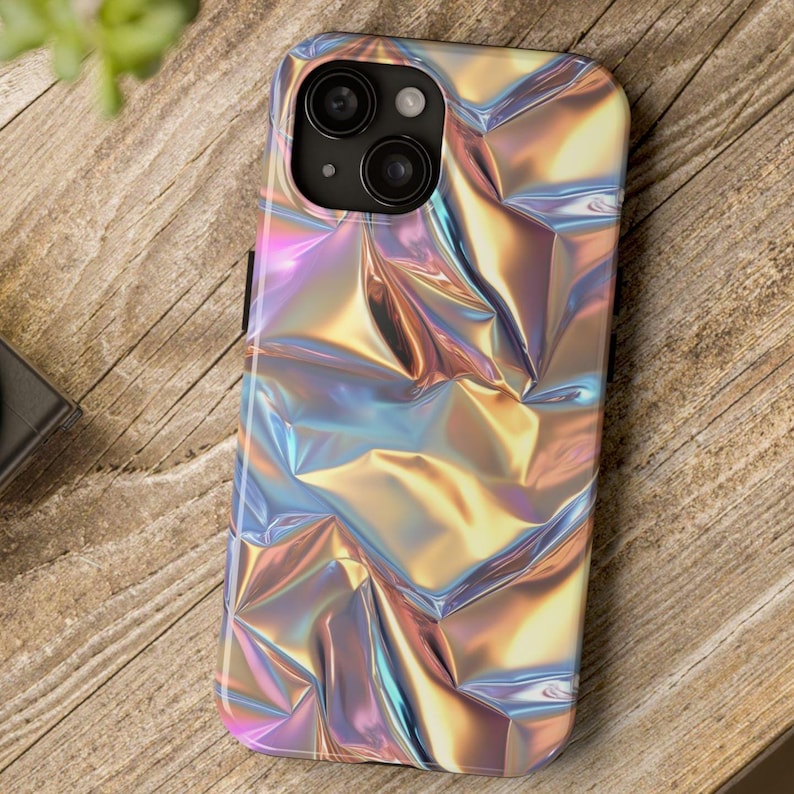 Iridescent Foil Metallic Hologram Effect Phone Case, Shiny Pink Gold ...