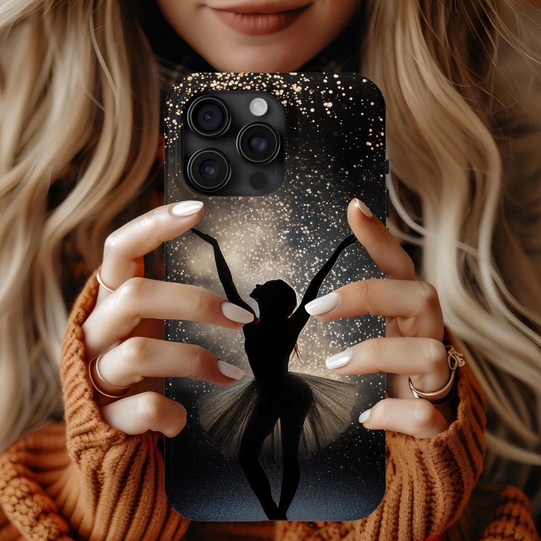 Dancer Silhouette Phone Case, Faux Black Gold Glitter, Ballet/stage ...
