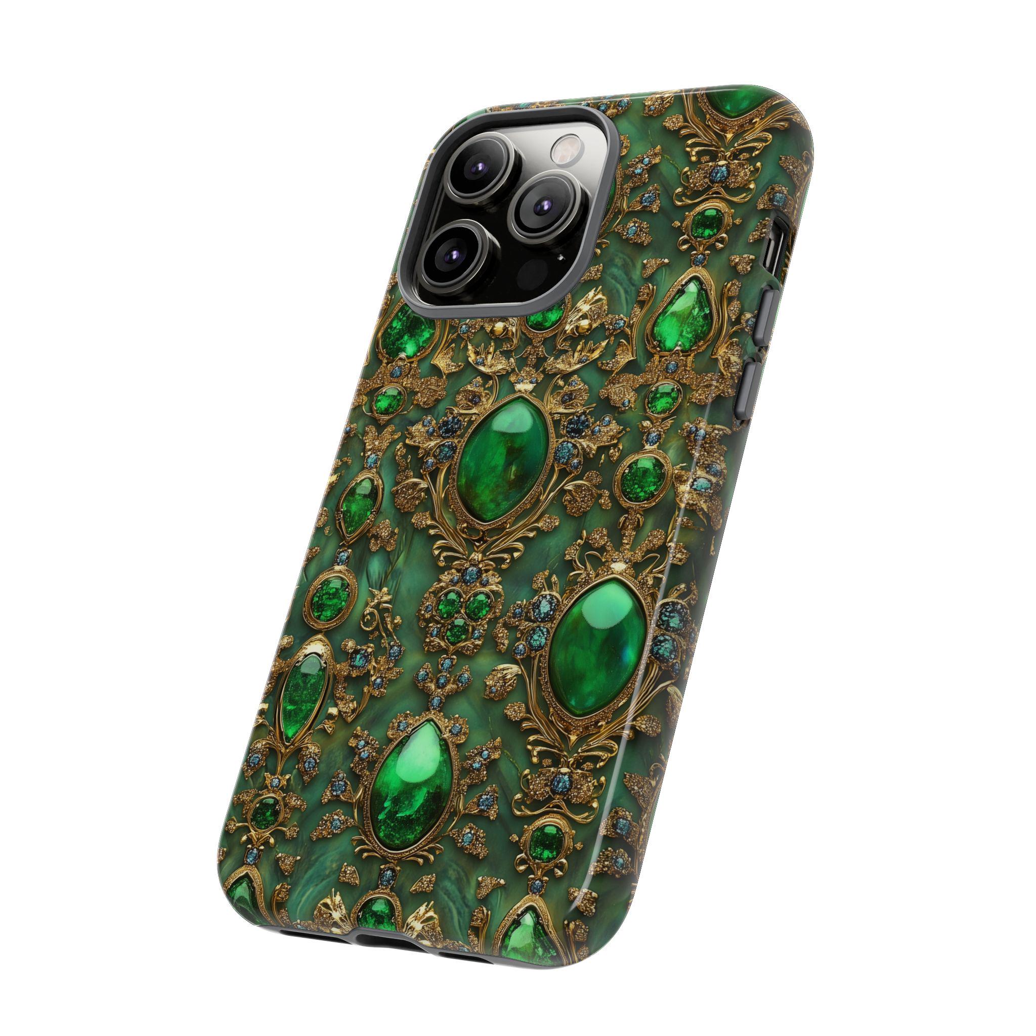 Emerald Green Gem Jewel & Gold Phone Case, Faux Bling Pretty May ...