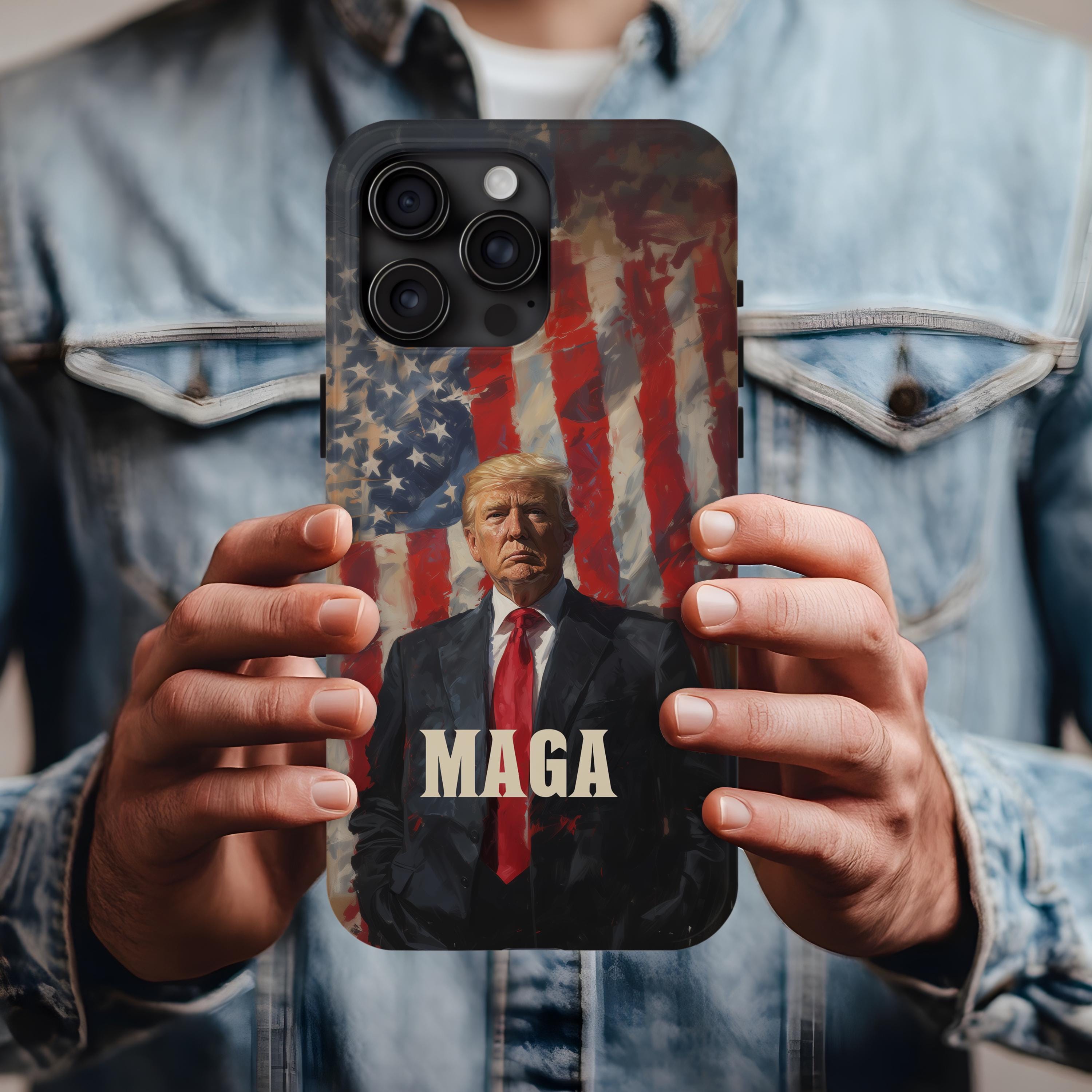 Donald Trump MAGA Phone Case, Patriotic USA American Flag Art ...