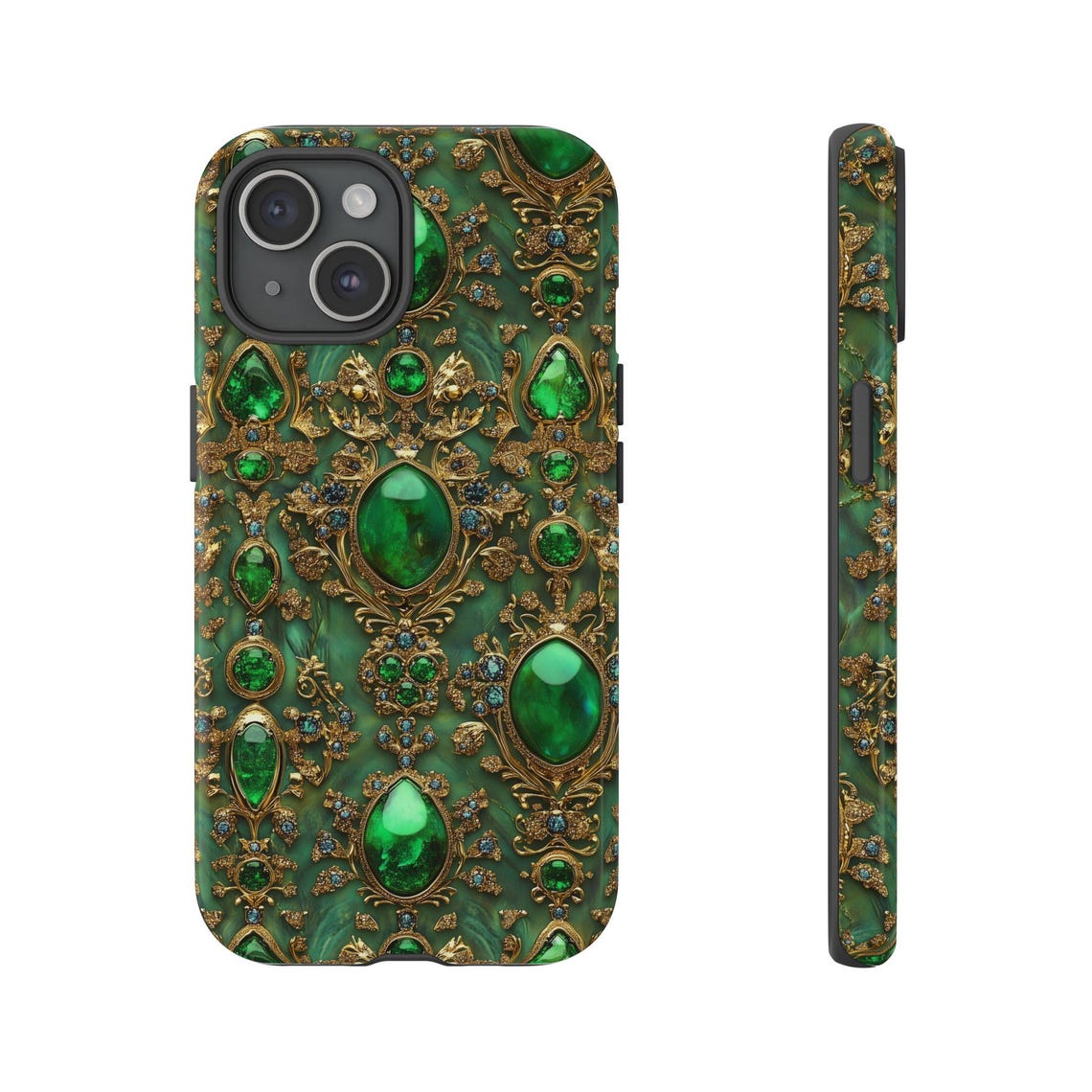 Emerald Green Gem Jewel & Gold Phone Case, Faux Bling Pretty May ...