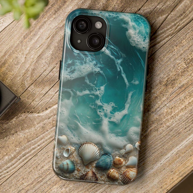 Water & Seashells Beach Phone Case, Ocean Waves Sand Sun Surf, Florida ...