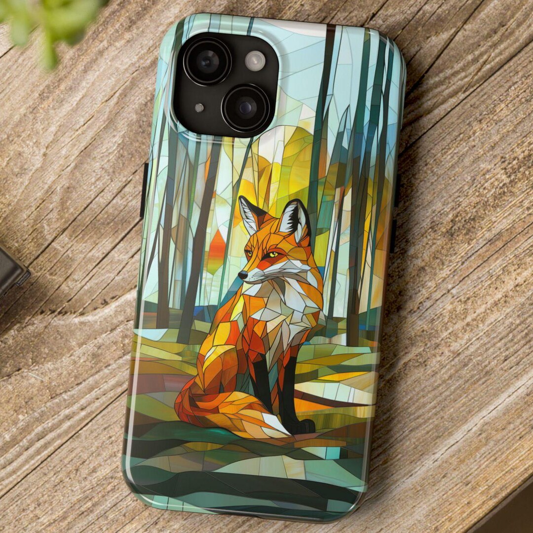 Stained Glass Red Fox in the Woods Phone Case, Nature Wild Animal Lover ...