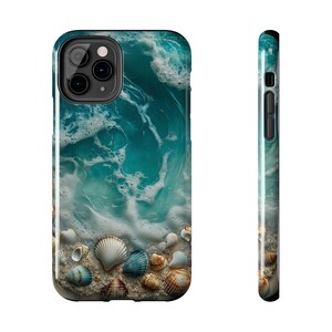 Water & Seashells Beach Phone Case, Ocean Waves Sand Sun Surf, Florida ...