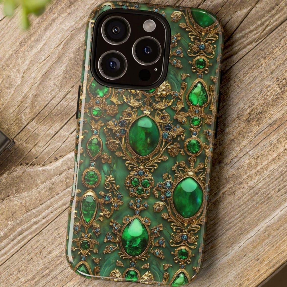 Emerald Green Gem Jewel & Gold Phone Case, Faux Bling Pretty May ...