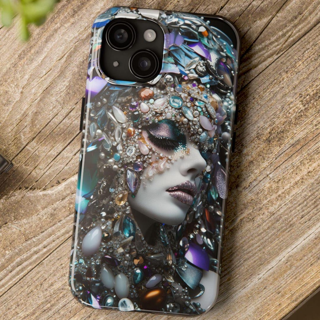 High Fashion Bling Glitter Fantasy Phone Case, Gem Bead Makeup Jewelry ...