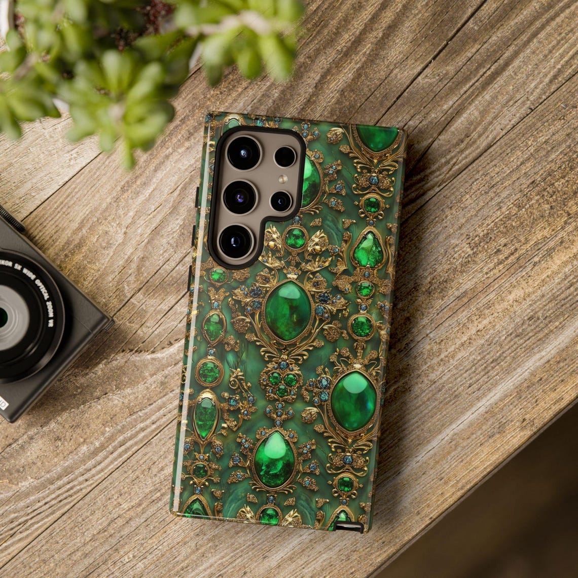 Emerald Green Gem Jewel & Gold Phone Case, Faux Bling Pretty May ...