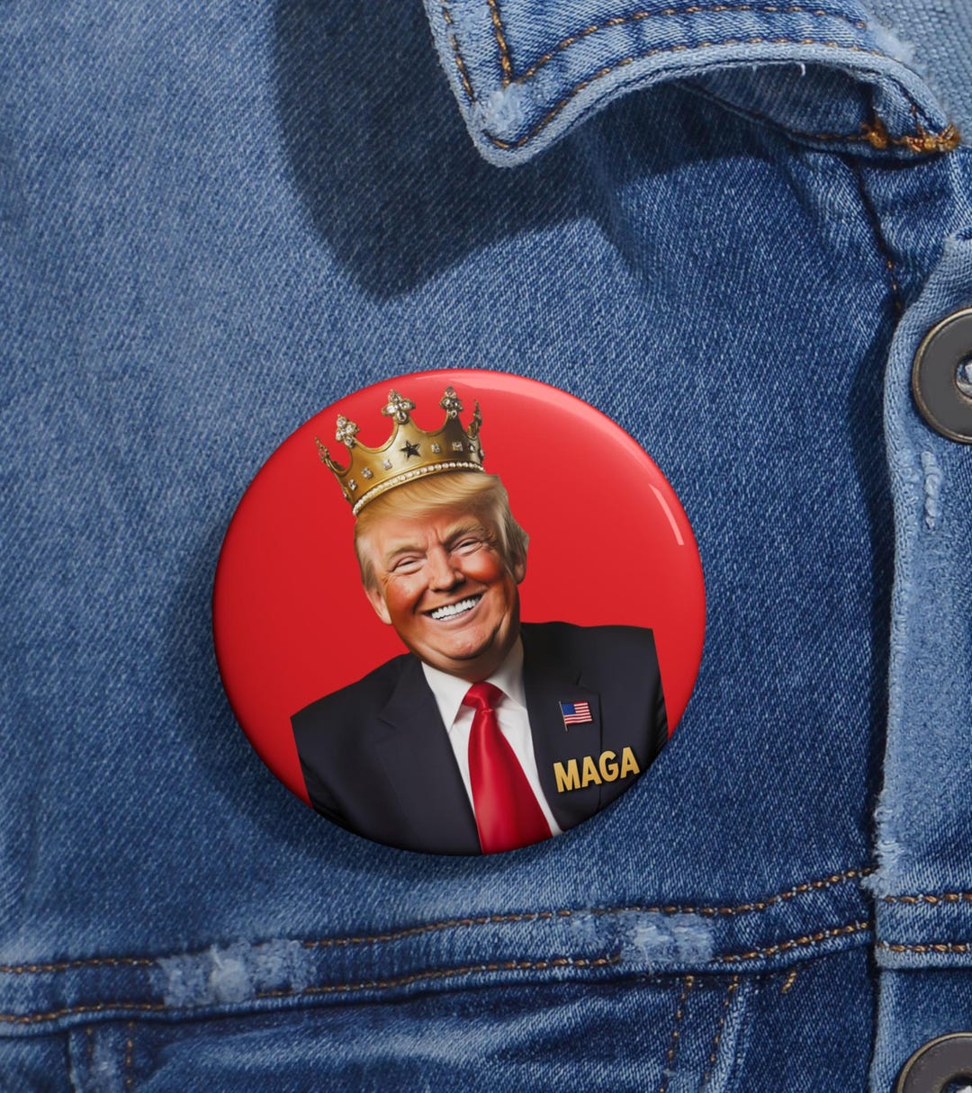 King President Trump Pin, Funny Red MAGA Republican Political Button, 1 ...