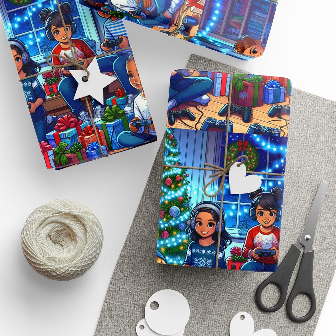 Gamer Kids Christmas Wrapping Paper, Holiday Game Night Gift Wrap - Etsy