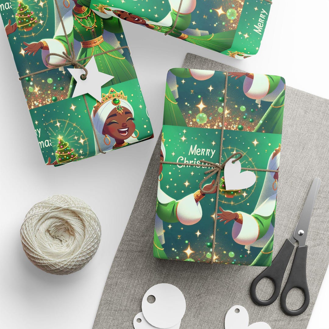 Wrapping Papers, Princess Tiana Inspired, Little Girls Christmas Merry ...