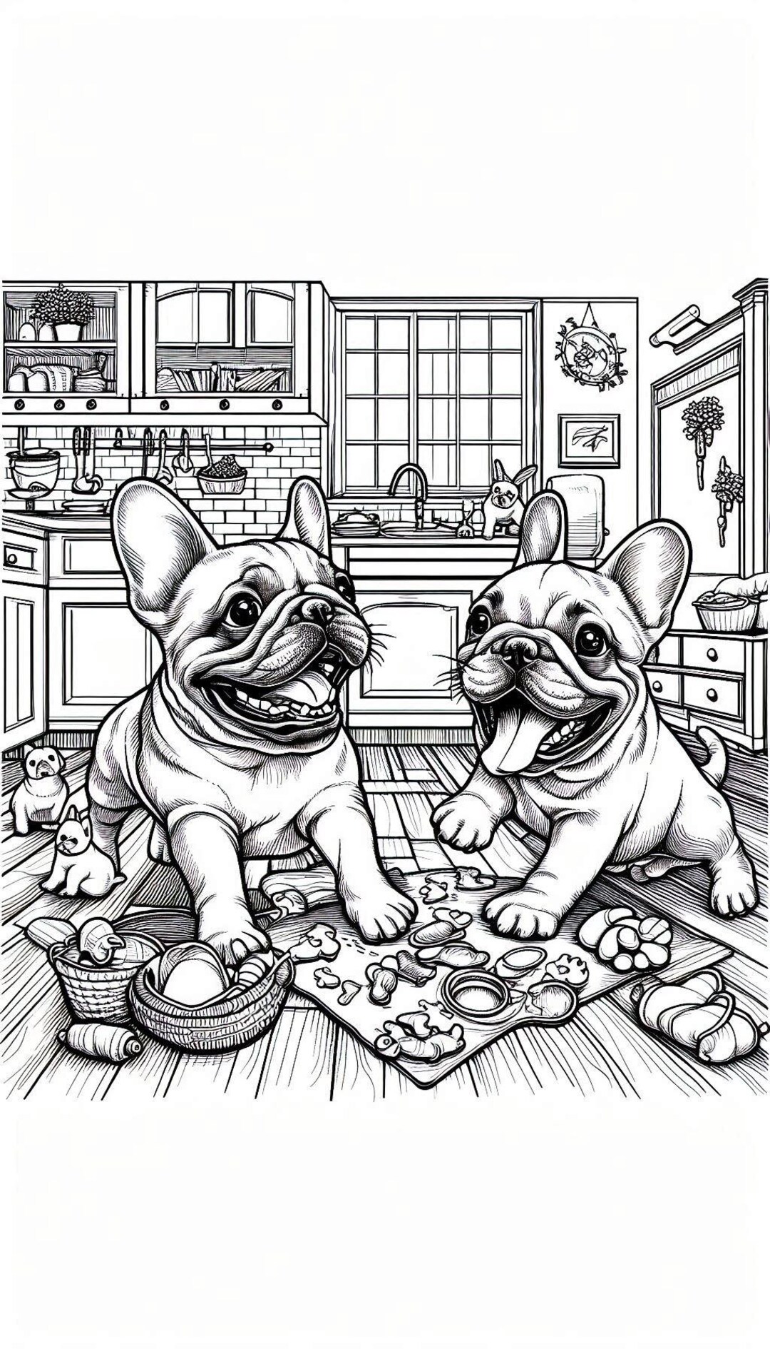 Park Themed Frenchies Playing Coloring Pages Ages 5 - Etsy