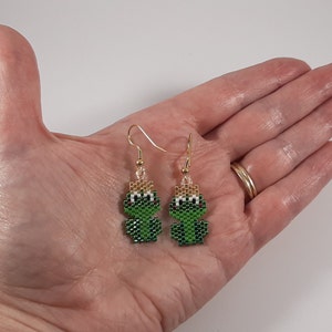 Beaded Frog Prince Earrings, Seed Bead Frog Earrings, Sitting Frog Earrings, Beaded Frogs - Etsy