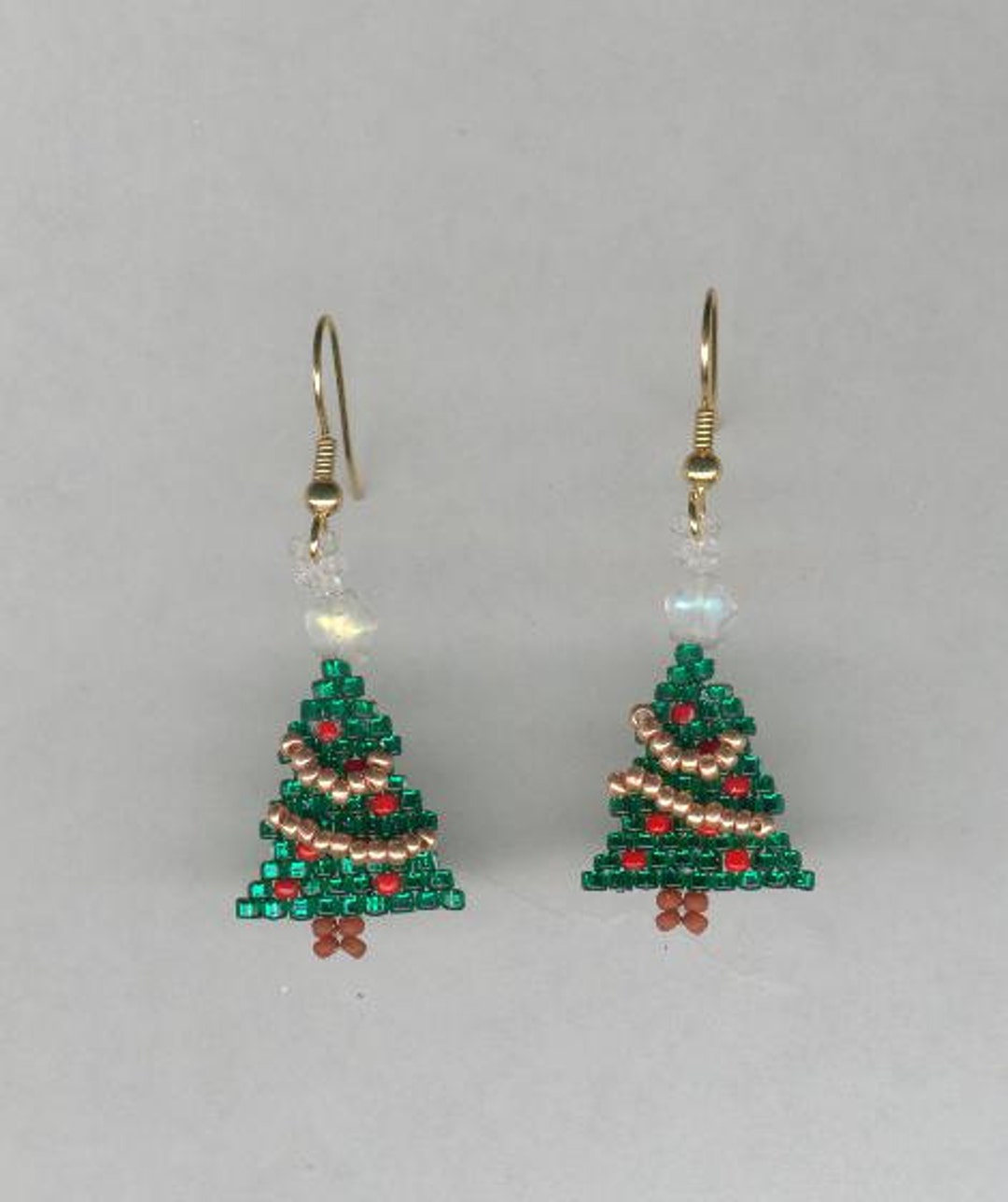 Beaded Christmas Tree Earrings - Etsy