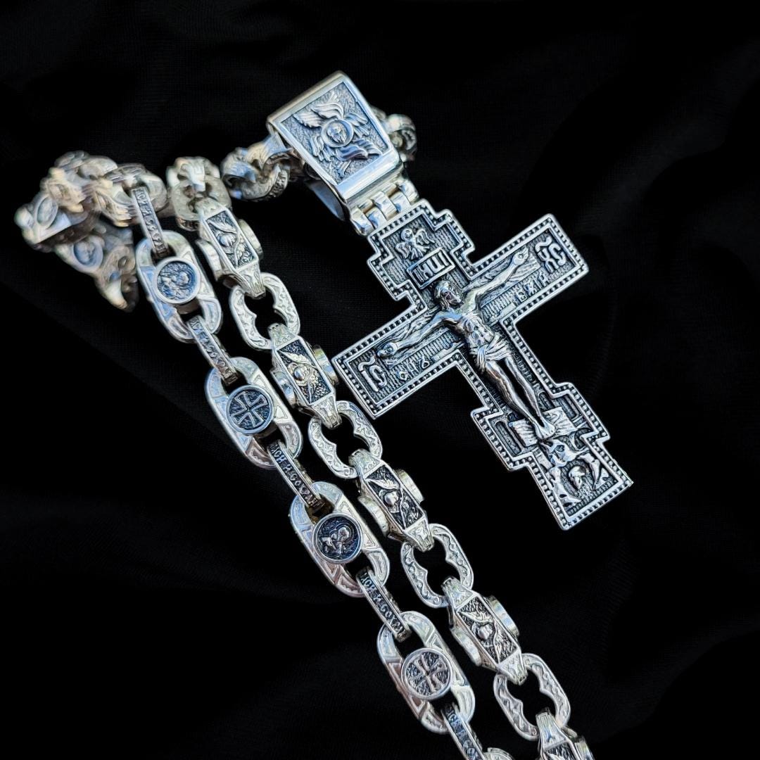 Silver Classic Cross and Massive Chain of Silver (gift, Accessories for ...