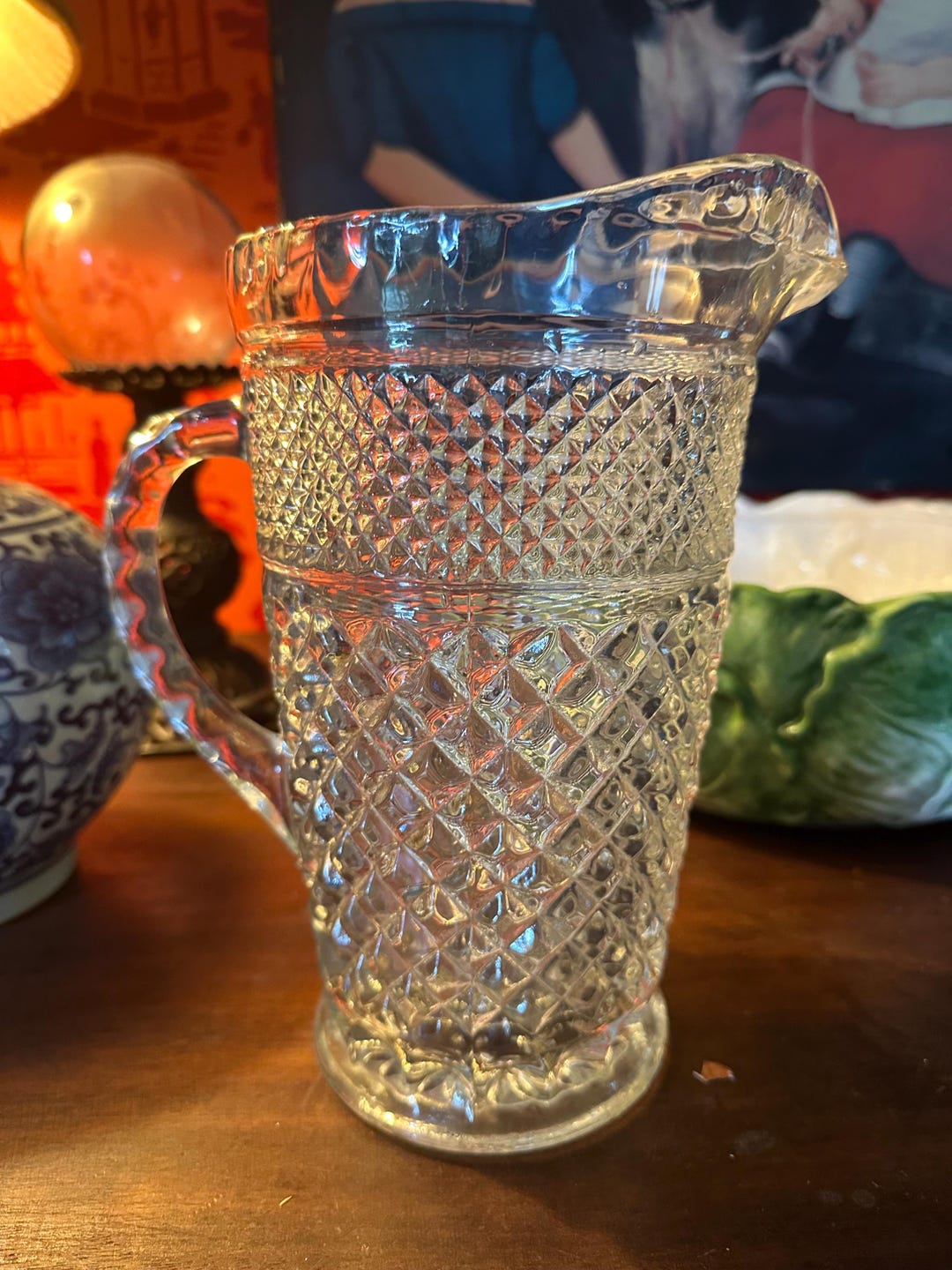 Vintage Anchor Hocking Wexford Diamond Point Pressed Glass 1960’s Water ...