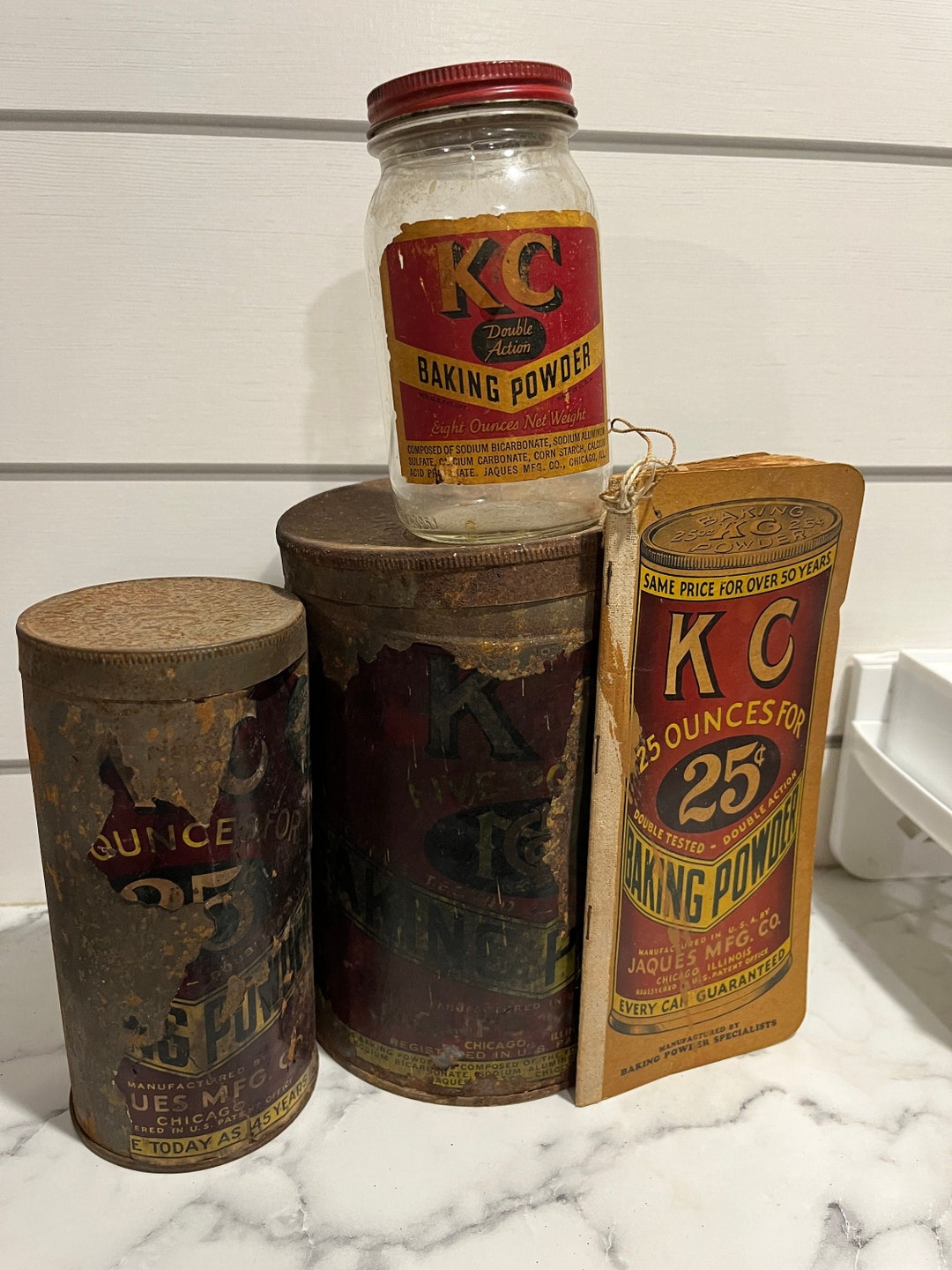 KC Baking Powder, Glass Jar With Lid, Advertising, Food Container ...