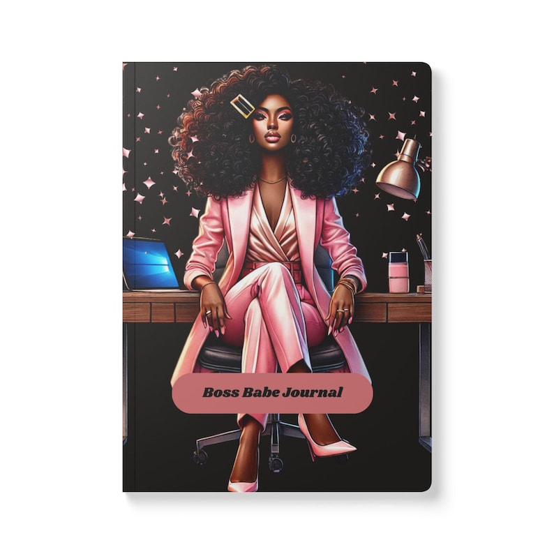 Melanin Boss Babe Journal | Pink Suit Woman, Inspirational Diary - Etsy