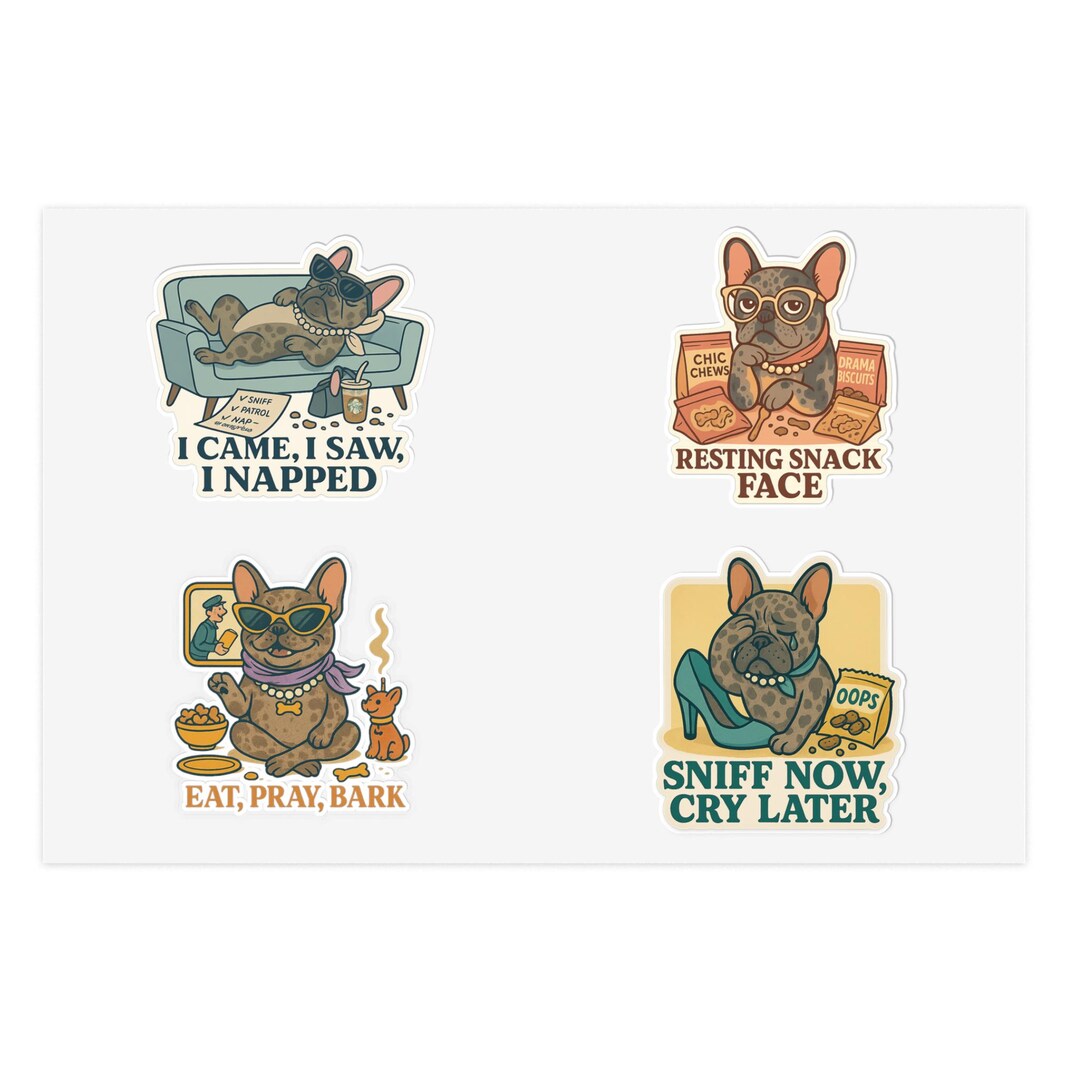 Funny Frenchie Sticker Sheet: Retro Perfume Ad Design - Etsy