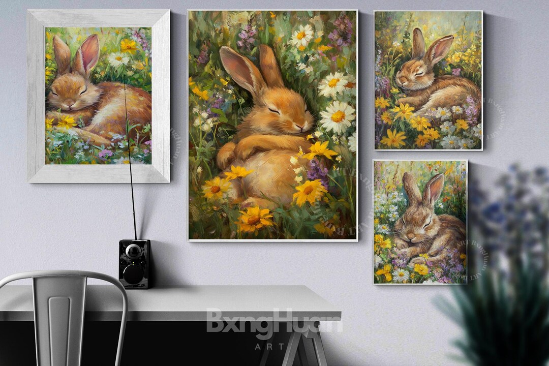 Easter Printable Set | Spring & Easter Printable Wall Art | Cute Rabbit ...