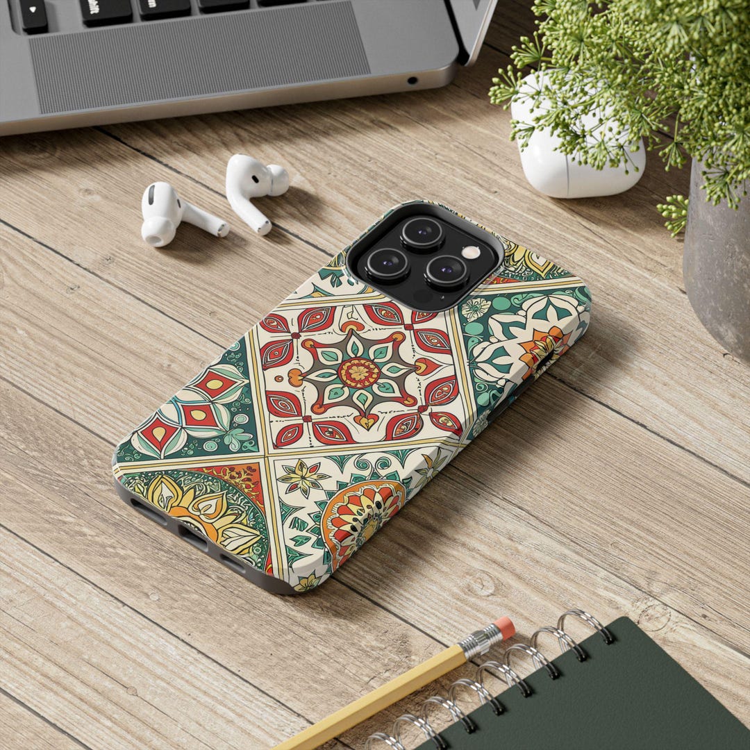 Bohemian Tile Tough Impact Resistant Phone Case Durable Protection With ...