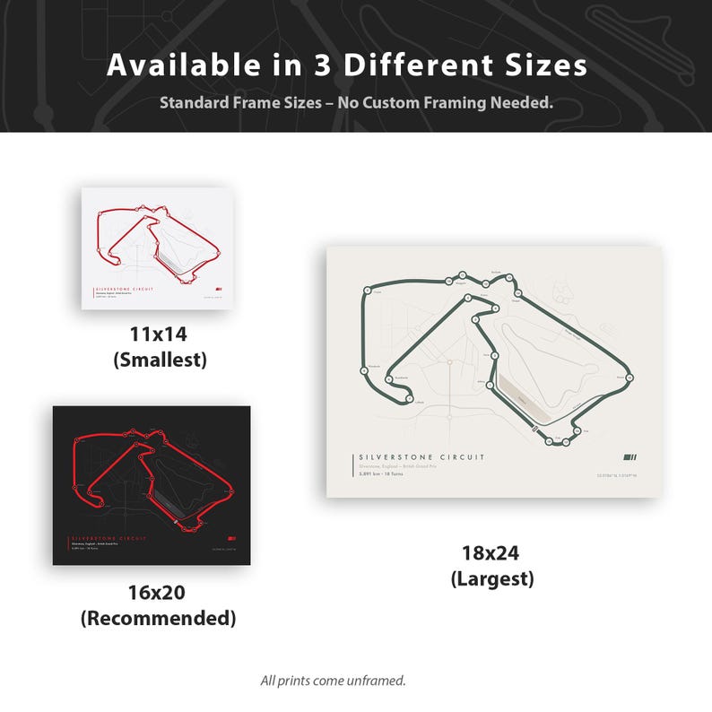 Silverstone Circuit Track Map Wall Art | Formula 1 Grand Prix Track ...