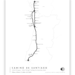 Camino Portugues Trail Map | Hiking Camino De Santiago, Porto to ...