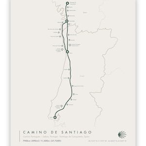 Camino Portugues Trail Map | Hiking Camino De Santiago, Porto to ...