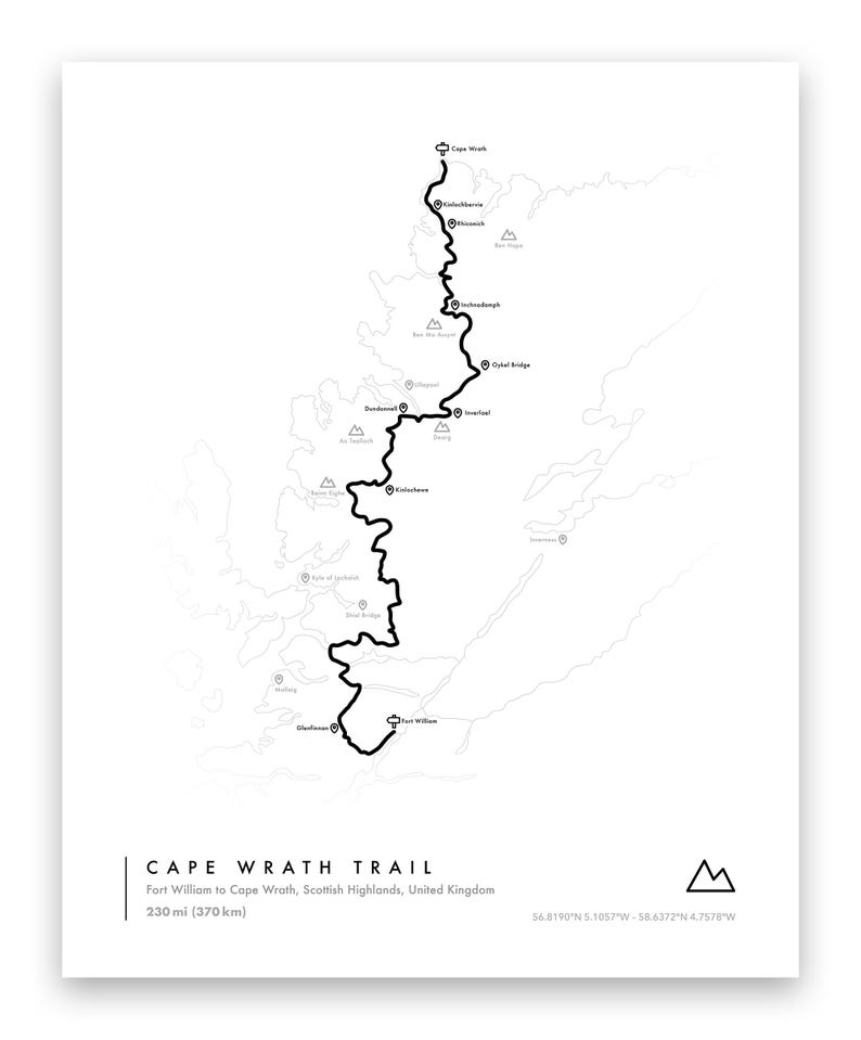 Cape Wrath Trail Map | Unique Wall Art Poster for Hiking UK | Relive ...
