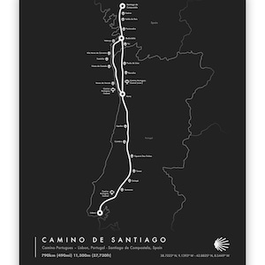 Camino Portugues Trail Map | Hiking Camino De Santiago, Porto to ...