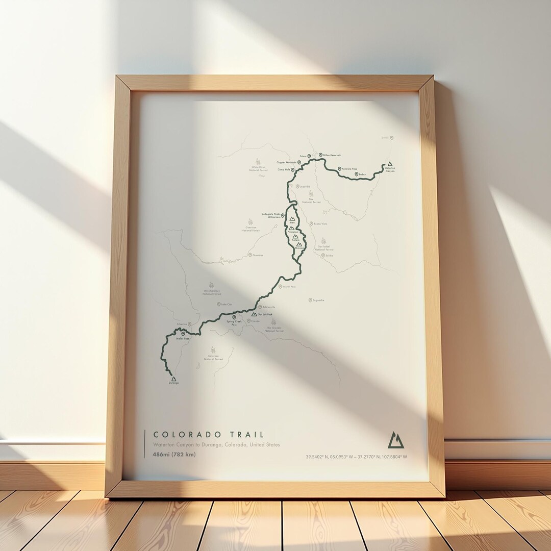 Colorado Trail Poster - West Collegiate Map Art | Denver to Durango ...