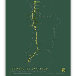 Camino Portugues Trail Map | Hiking Camino De Santiago, Porto to ...