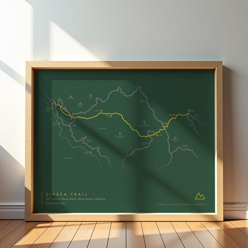 Dipsea Trail Map | Dipsea Trail Poster | Explore California Hiking ...