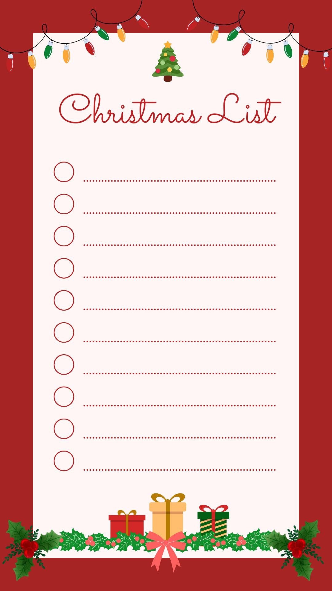 Christmas List Template - Etsy