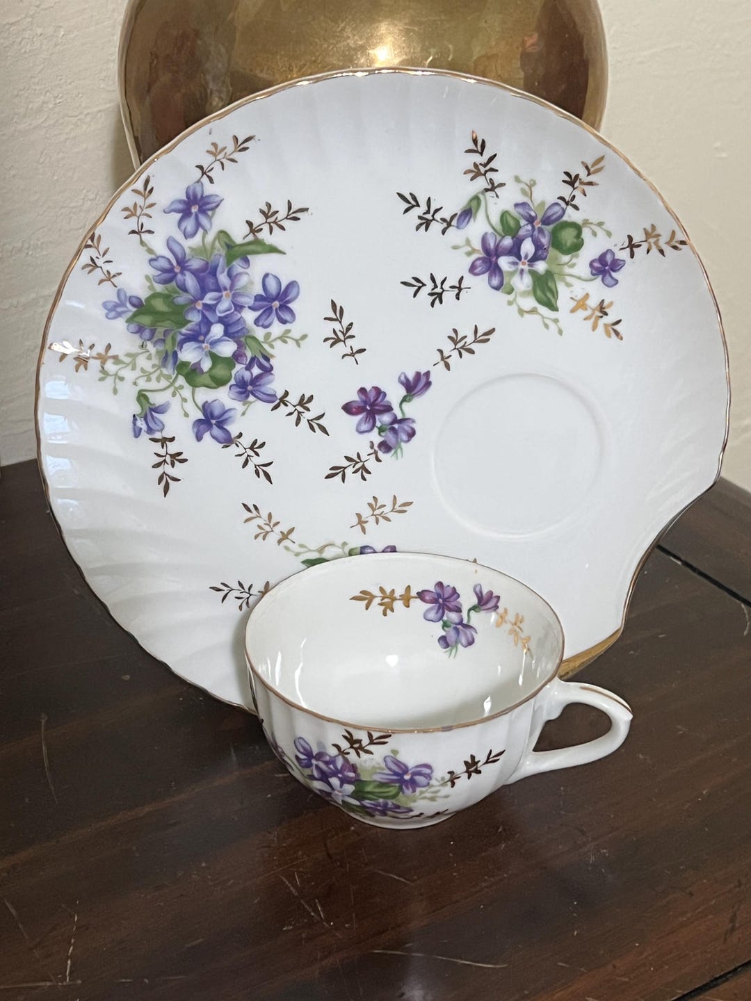 Vintage Yamaka China Teacup and Seashell Lunch/snack Plate Set W/ Gold ...