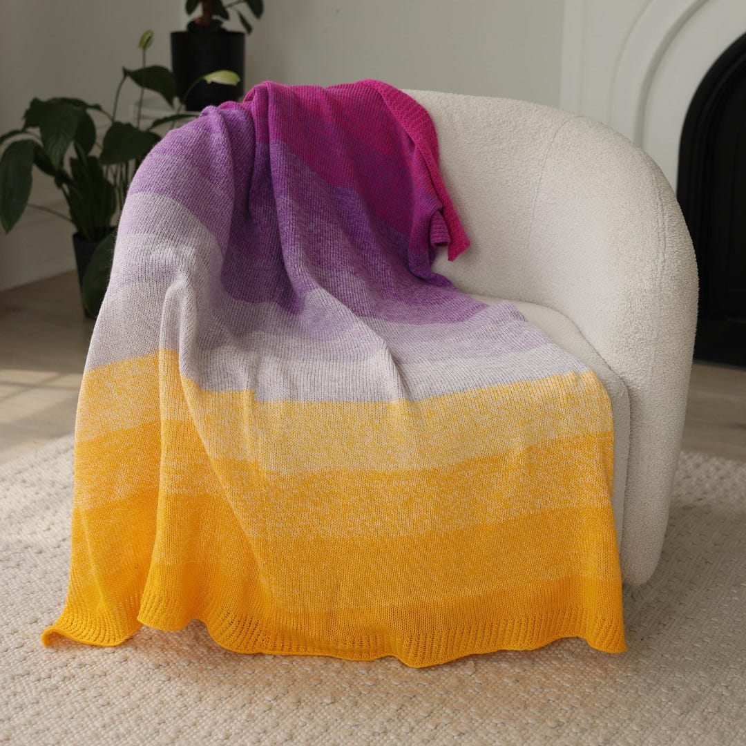 Gradient “spring Night” Knit Blanket – Handmade Cozy Throw - Etsy