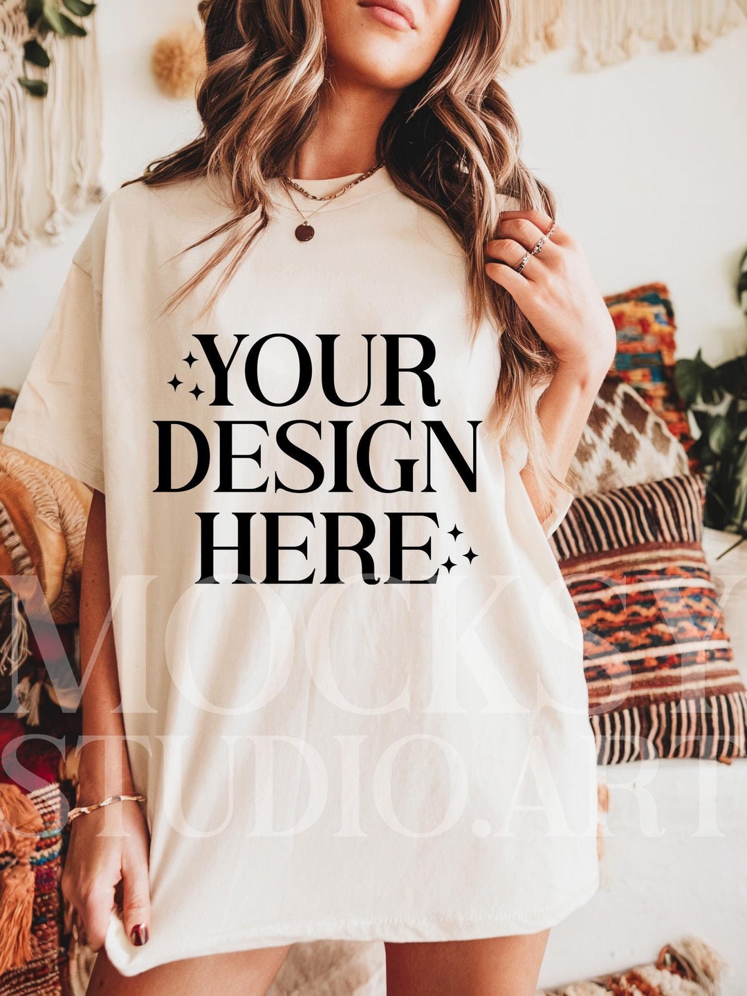 Comfort Colors C1717 Ivory Shirt Mockup, CC1717 Ivory T-shirt Mockup ...