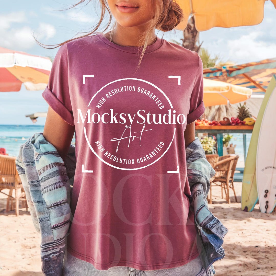 Comfort Colors C1717 Berry Shirt Mockup, Summer Beach Mockup, CC1717 ...