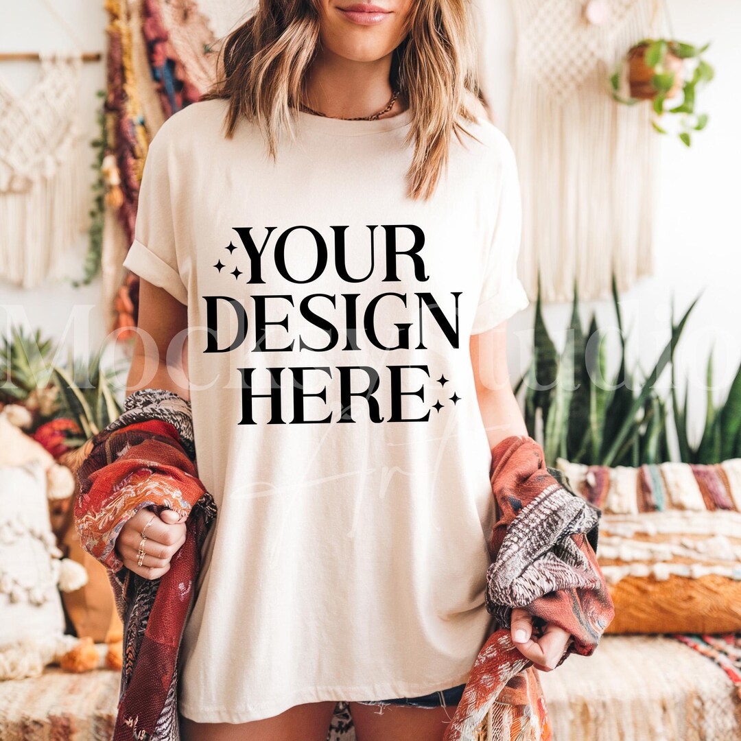 Comfort Colors C1717 Ivory Shirt Mockup, CC1717 Ivory T-shirt Mockup ...