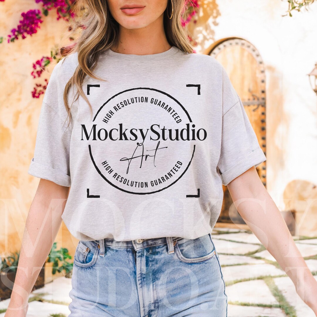 Gildan 5000 Ash Grey Tshirt Mockup, Long G500 Ash T-shirt Mockup, Ash ...