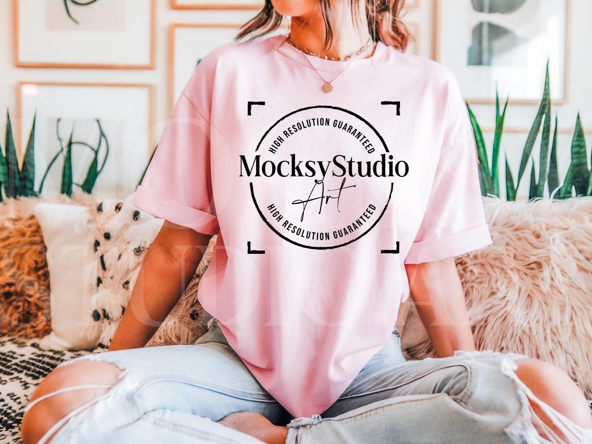 Gildan 5000 Light Pink T-shirt Mockup, Pastel Pink Shirt Mockup, Gildan ...
