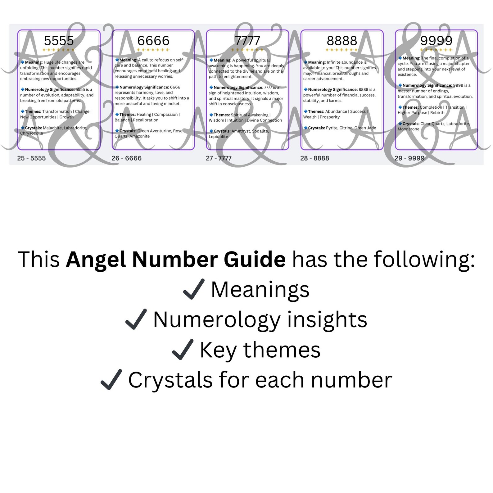 Angel Number Meanings Guide | Printable Numerology Cards (PDF, PNG) - Etsy