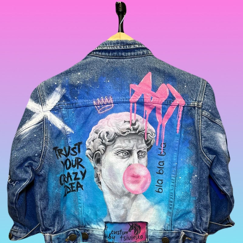 Painted Denim Jacket - Etsy