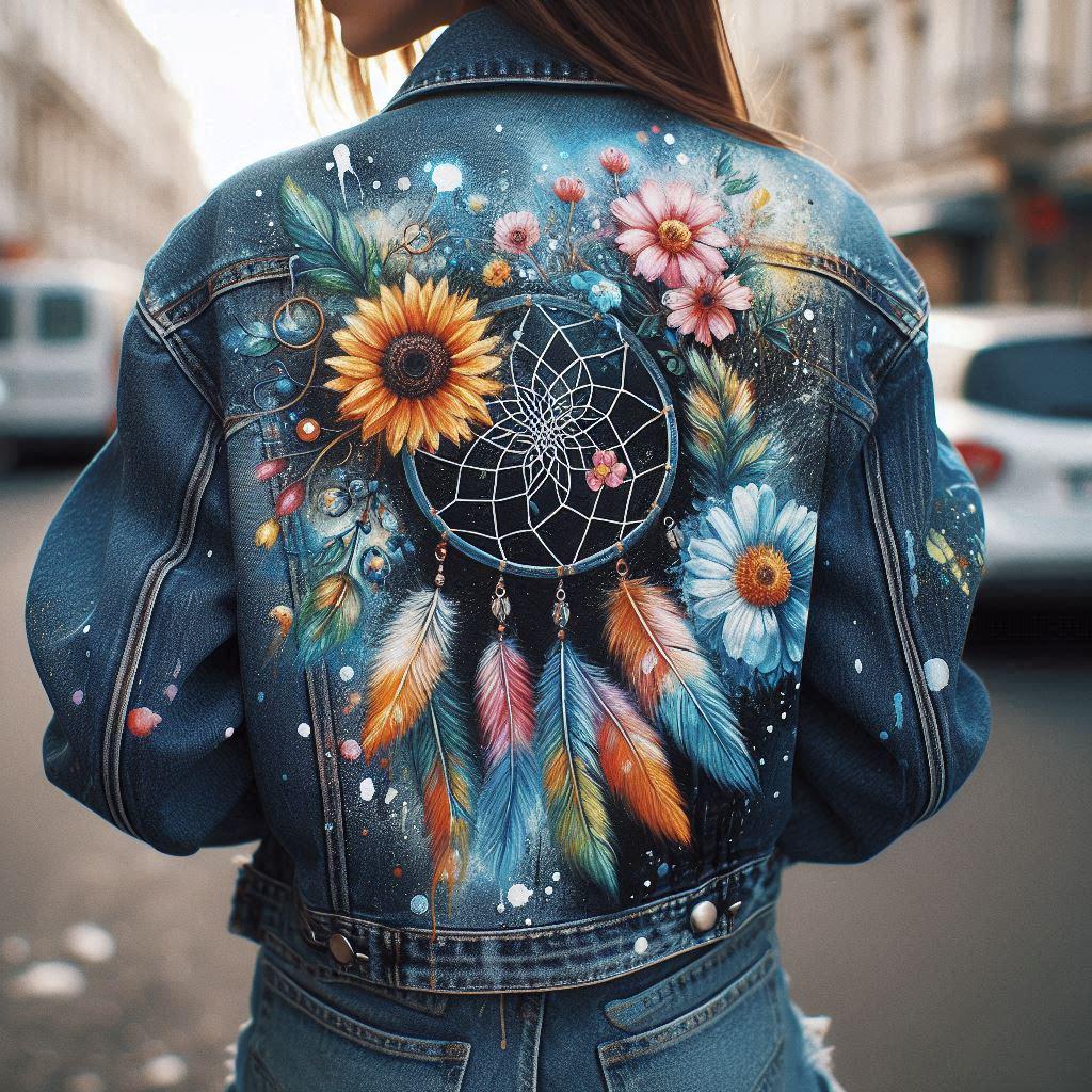 Hand-painted Hippie Denim Jacket: Custom Boho Festival Wear - Etsy
