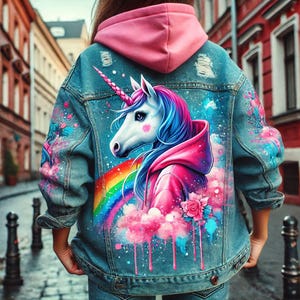 Hand-painted Unicorn Jacket Made to Order, Painted Denim Jacket ...