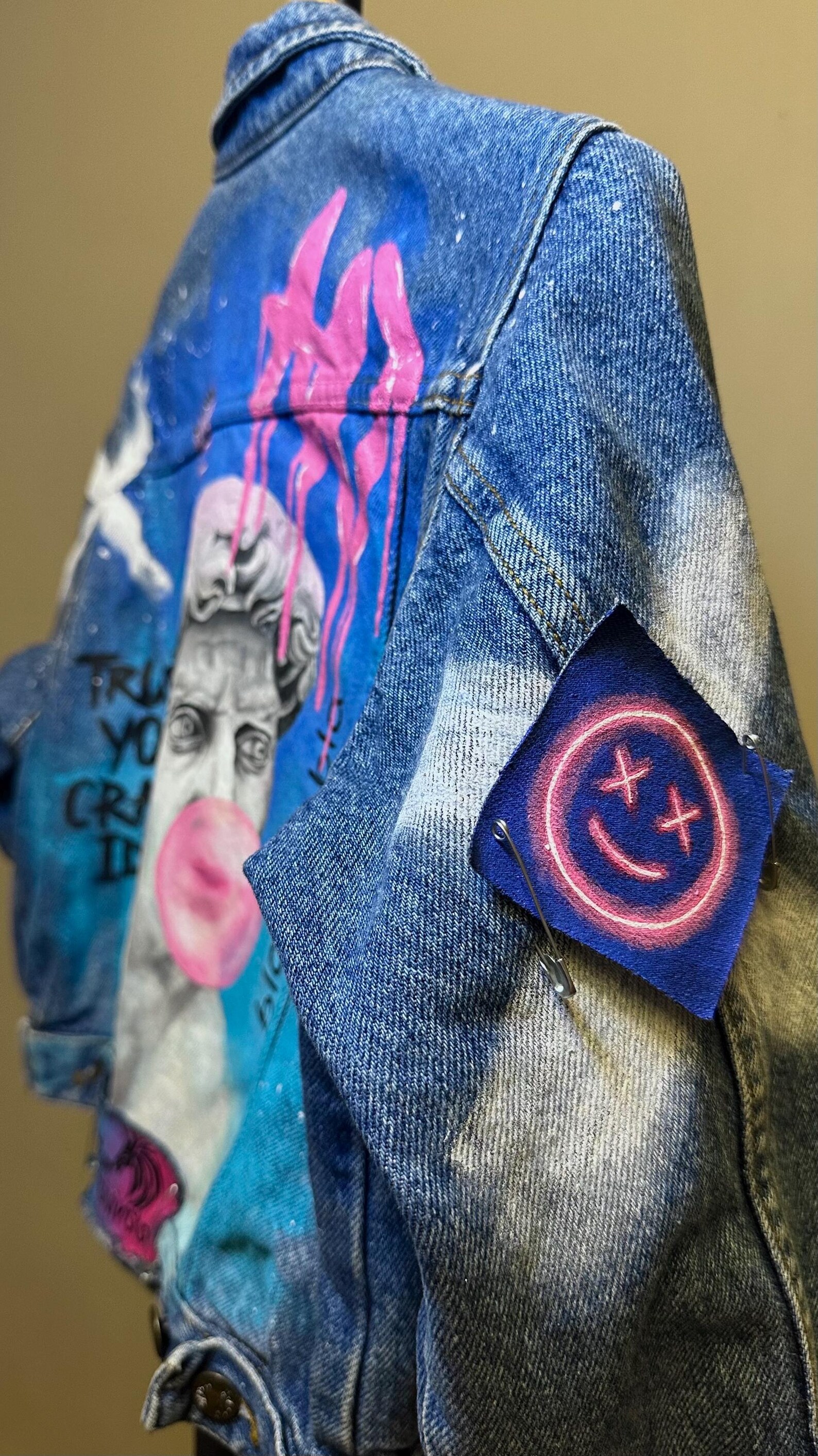 Hand-painted Denim Jacket Arcane Jinx, Art Custom Personalized Jacket ...