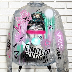 Personalized Denim Jacket, Art Custom Hand Painted Jacket With Patches ...